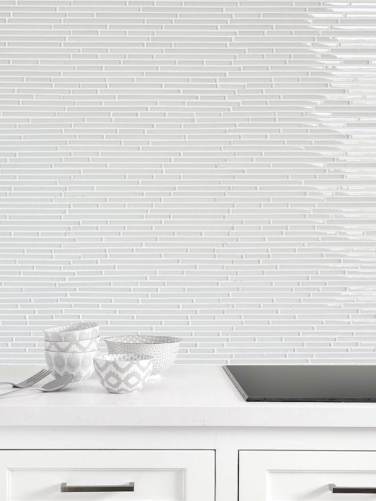 White with Gray Veins & Sparkle Glitter Design Backsplash Tile