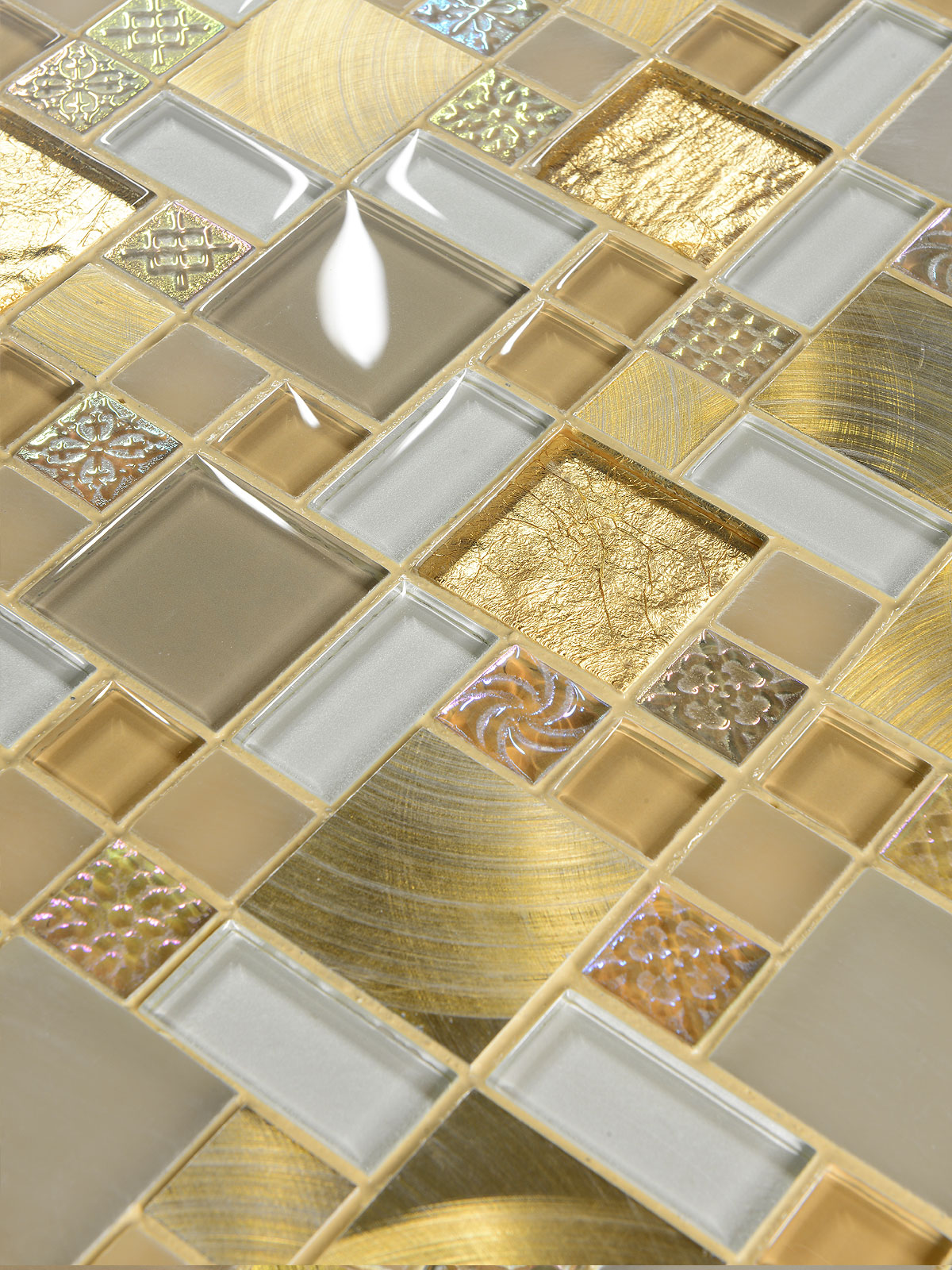 Glass Metal Gold Color Backsplash Tile | Backsplash.com