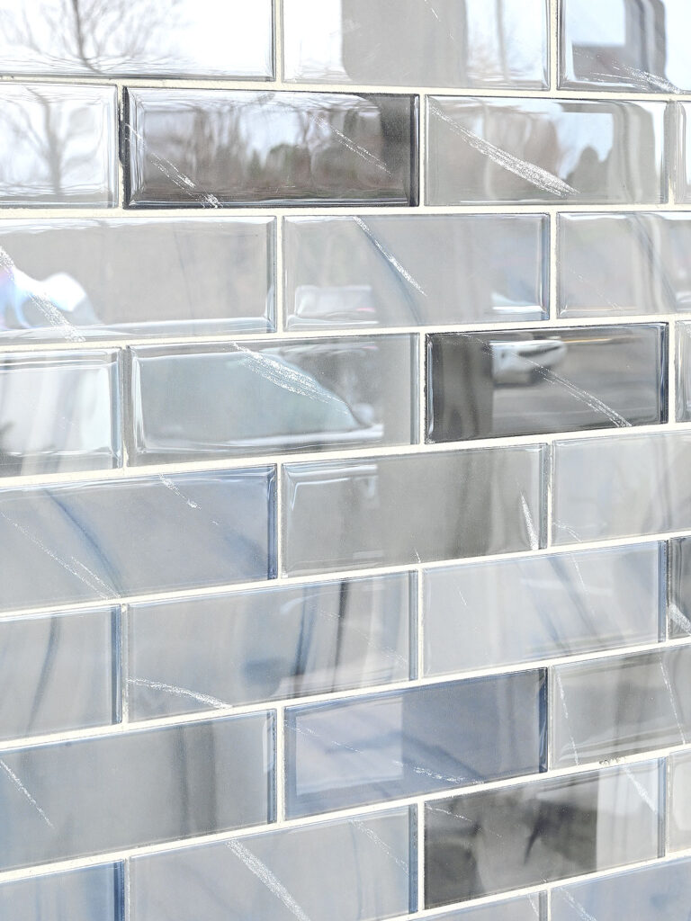 Blue Glass with Sparkle Design Subway Backsplash Tile